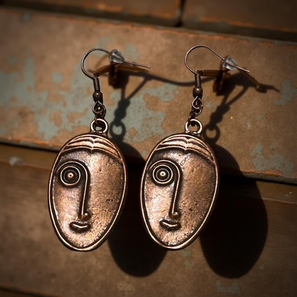 Hand Crafted | Jewelry | Artisan Antique Copper Plated Abstract Face ...